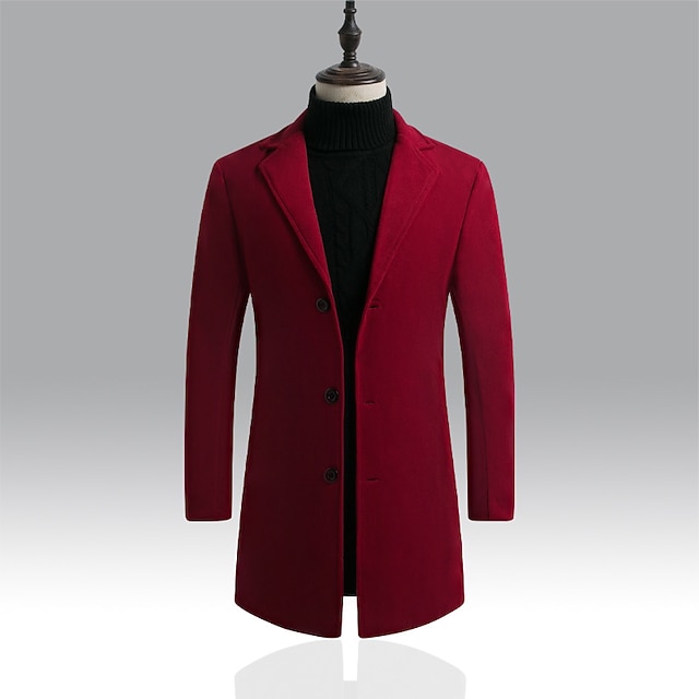 Men's Winter Coat Overcoat Casual Business Winter Polyester Thermal ...