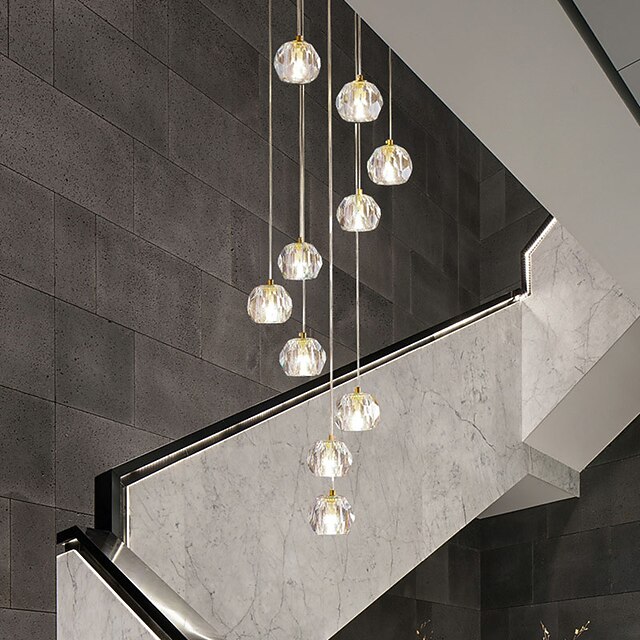 Chandelier LED Crystal 10-Light 35 cm Flush Mount Lights Spiral ...