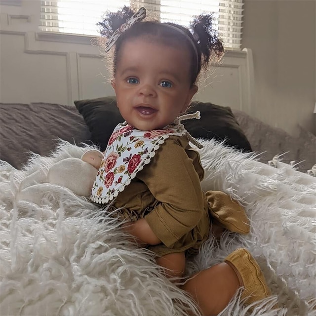 24 inch 60CM Reborn Toddler Yannik in Dark Brown Skin Girl Doll ...