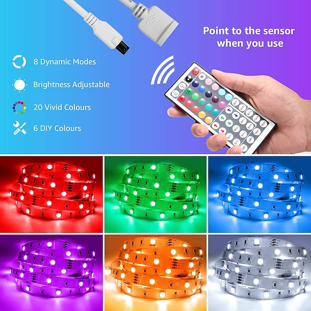 LED Light Strip 15m/20m 50ft 65.6ft RGB Color Change LED Light Strip ...