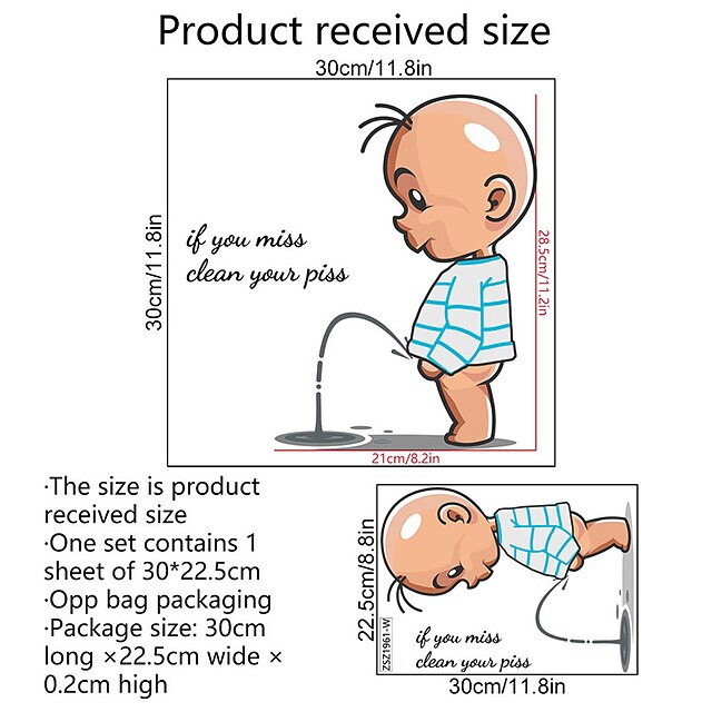 Funny Warning Toilet Stickers Cartoon Child Urination Toilet Lid WC ...