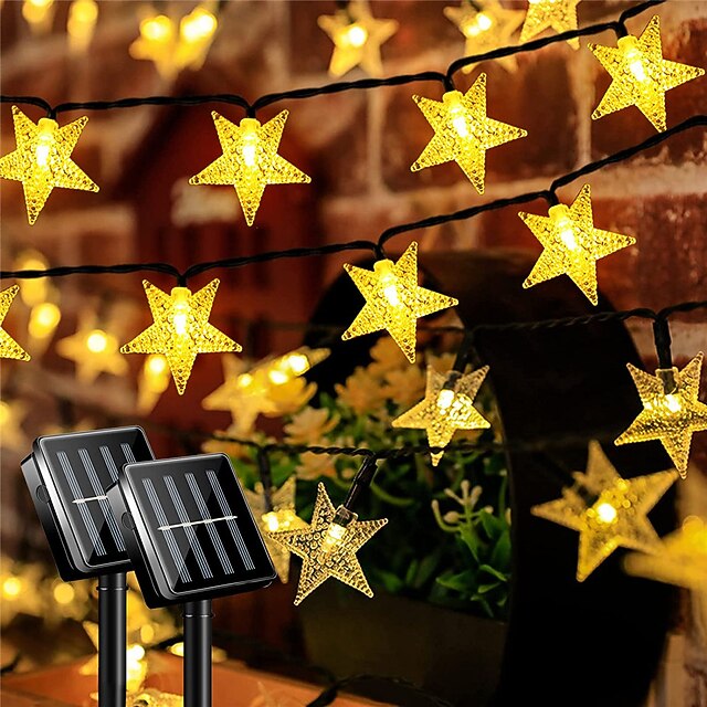 Christmas Solar Star String Lights 2 Pack 12m 50LEDs Star 8 Lighting ...