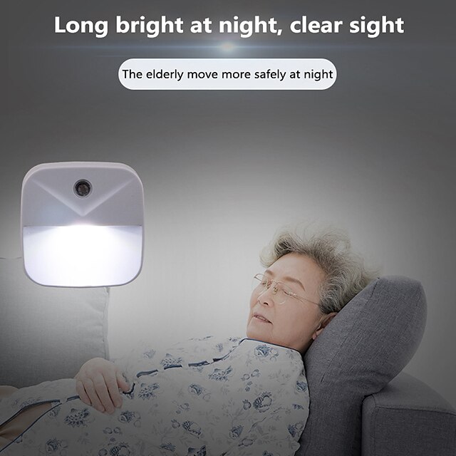 Plug in LED Night Lights Motion Sensor Dusk to Dawn Bedside Lamp 1/3 ...