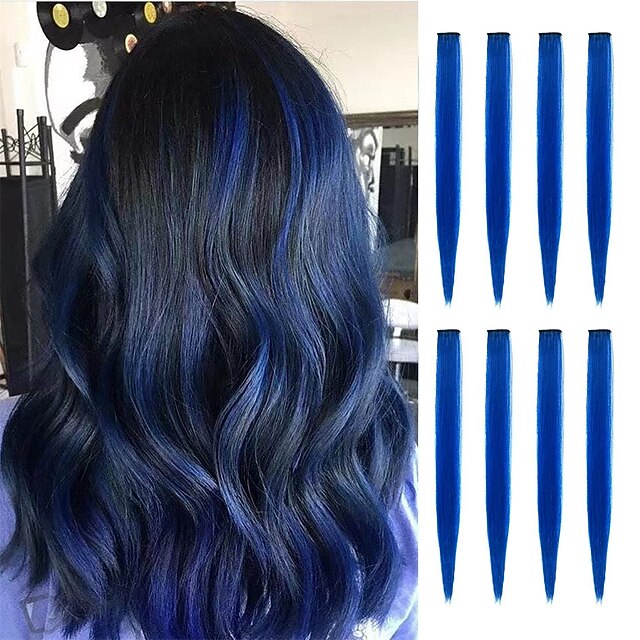 Clip On Hair Extension 22 inch Colored Hair Straight Hair Extension ...