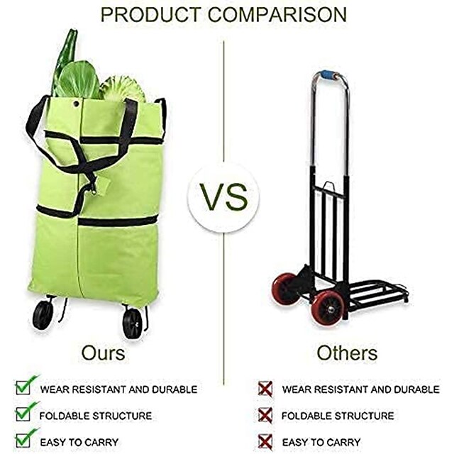 Folding Shopping Pull Cart Trolley Bag With Wheels Foldable Shopping ...
