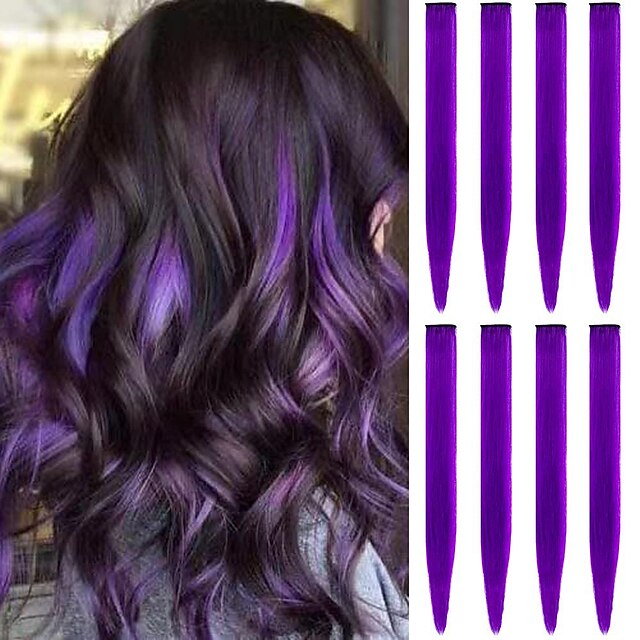 Clip On Hair Extension 22 inch Colored Hair Straight Hair Extension ...