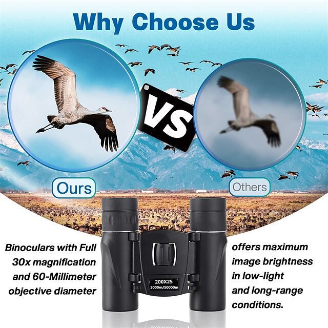 200x25 High Power Compact Binoculars with Clear Low Light Vision Large ...