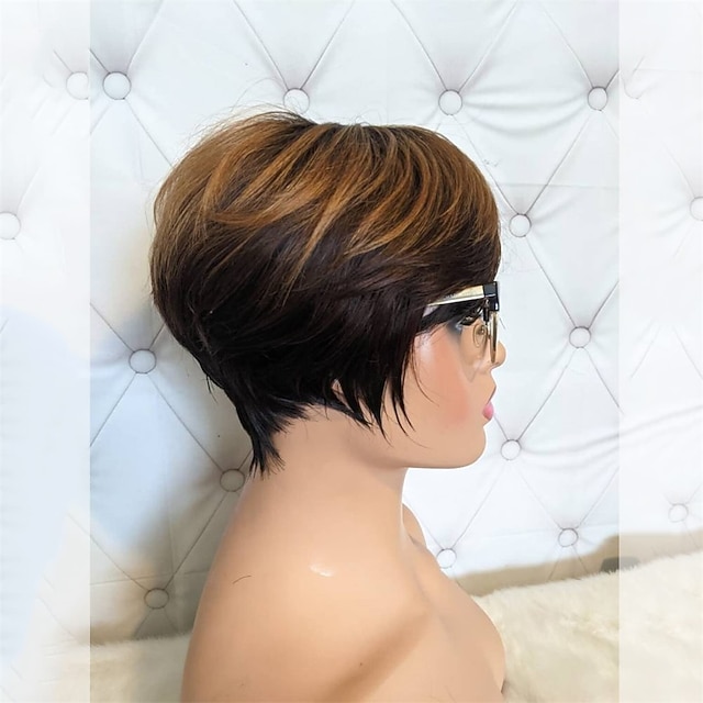 Pixie Cut Wigs for Black Women Hair Brazilian Hair Short Layered Pixie ...