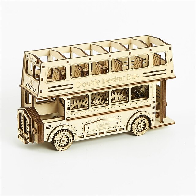 3d houten puzzels diy model een dubbeldekker puzzel speelgoed cadeau ...