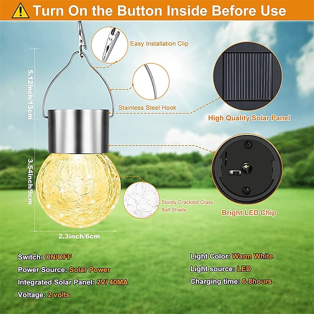 Christmas Outdoor Cracked Glass Solar Lights, Solar Garden Lights ...