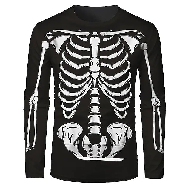 Skull Men's Graphic Skeleton T shirt Shirt Long Sleeve T shirt 3D Print ...