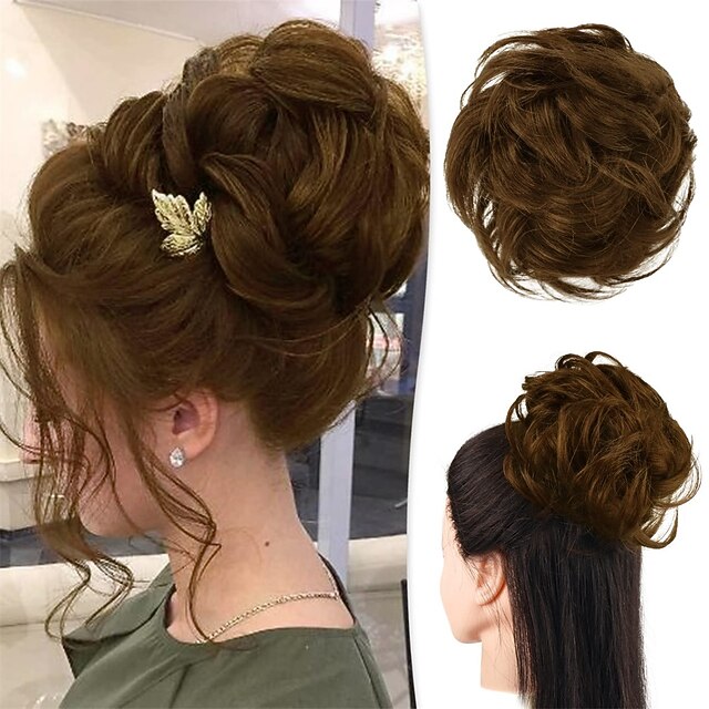 Claw Clip Hair Piece 100% Real Human Hair Buns Wavy Curly Chignon Hair ...