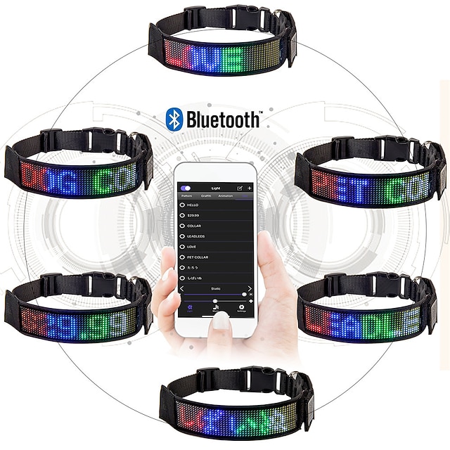 2023 New Bluetooth Programmable LED Pet Dog Cat Collar Flashing ...