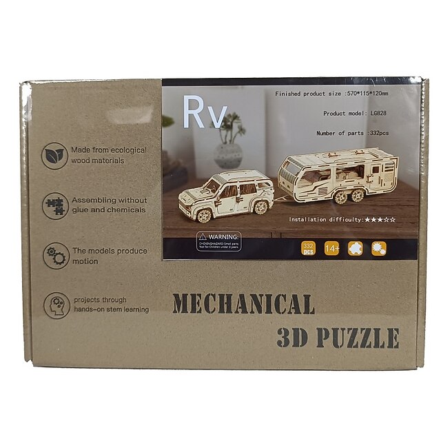3D houten puzzels diy model rv puzzel speelgoedcadeau voor volwassenen ...