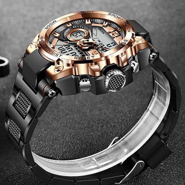 LIGE Män Digital Klocka Kronograf Militär Sport Vattentålig Dubbelskärm ...