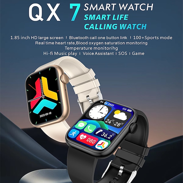 iMosi QX7 Smart Watch 1.85 inch Smartwatch Fitness Running Watch ...