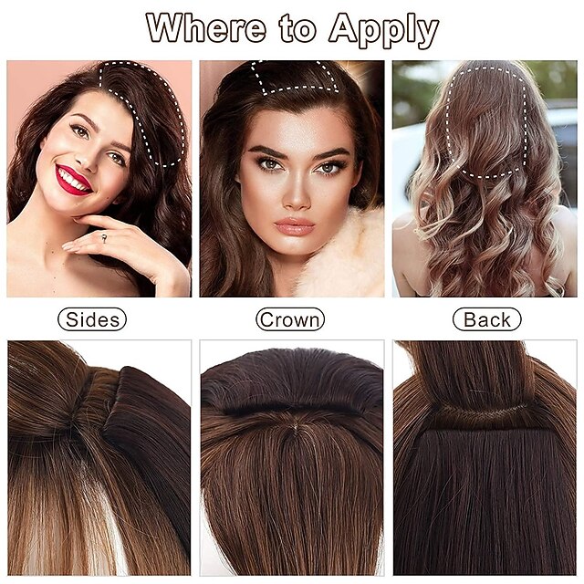 2 pack 4 inch Short Thick Hairpieces Adding Extra Hair Volume Clip in ...