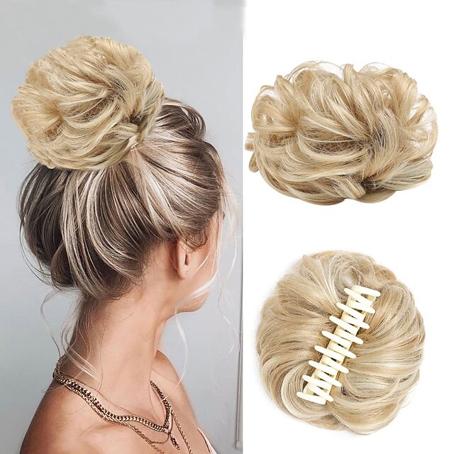 rommelig haar knot haarstukje voor vrouwen clip in klauw haarstukken ...
