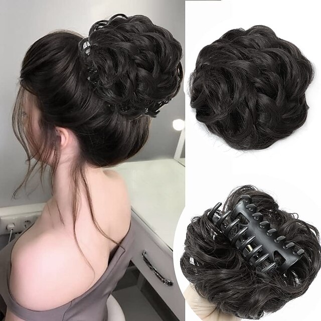 Messy Hair Bun Hairpiece for Women Clip in Claw Hair Pieces Synthetic ...