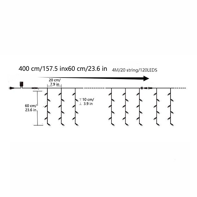 Icicle Dripping Curtain String Fairy Lights 4M - 120 LED Outdoor Window ...