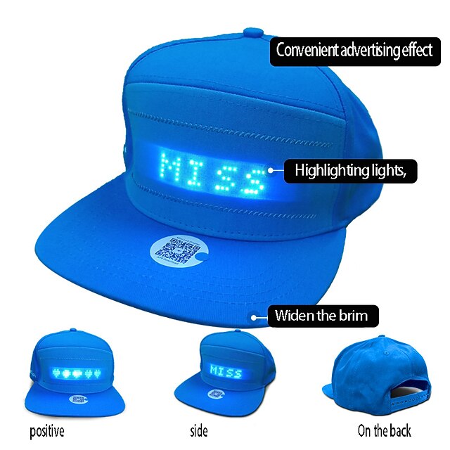 Unisex Bluetooth LED Mobile Phone APP Controlled Baseball Hat Scroll ...