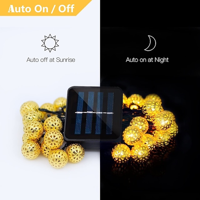 Solar Moroccan String Lights LED Globe Fairy Lights Outdoor Waterproof ...