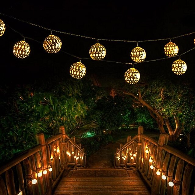 Solar Moroccan String Lights LED Globe Fairy Lights Outdoor Waterproof ...
