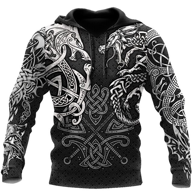 Vikinger Krigere Viking tatovering Hattetrøje Tegneserie Manga Anime 3D ...