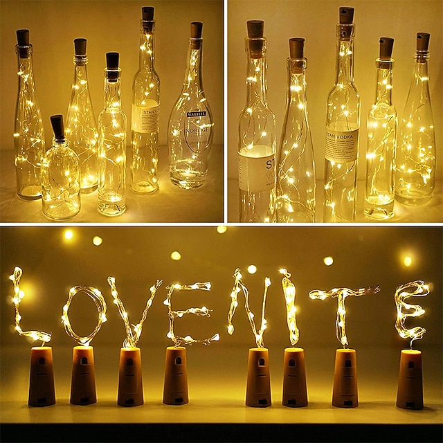 1/2/6/10pcs LED Wine Bottle String Lights 2m 20LEDs with Cork Warm ...