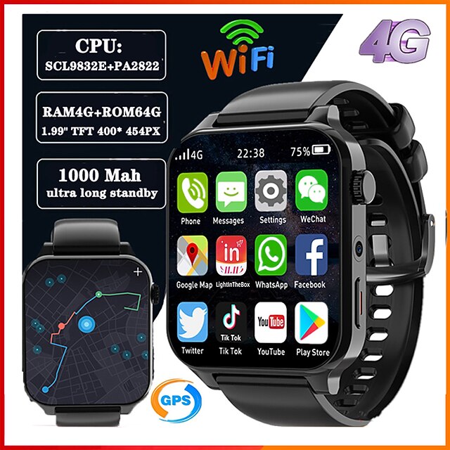 696 TK01 Smart Watch 1.99 inch 4G LTE Cellular Smartwatch Phone ...