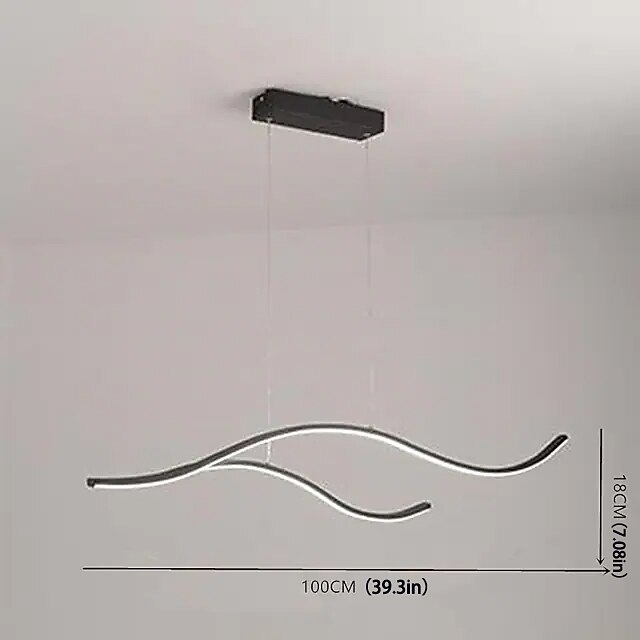 100/120 cm LED Pendant Light Wave Design Line Design Black Gold Metal ...