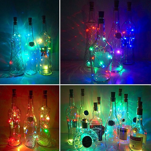 1/2/6/10pcs LED Wine Bottle String Lights 2m 20LEDs with Cork Warm ...