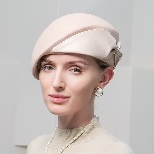 Fashion Elegant 100% Wool / Silk Hats with Pure Color / Satin Bowknot ...