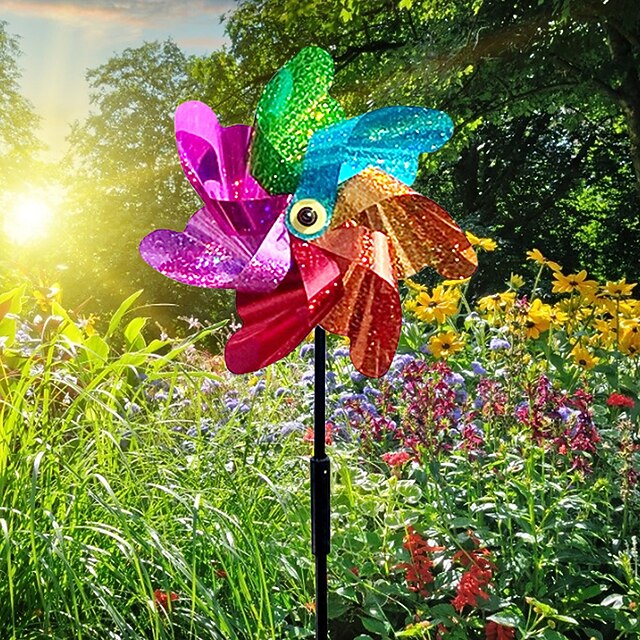 2 Pieces Bird Repeller Windmill Spinner DIY Birds Deterrent Silver ...