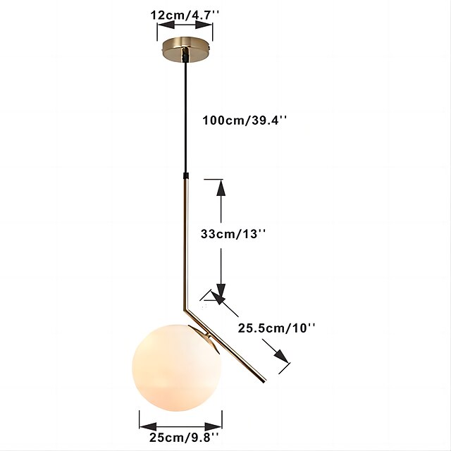 1-Light 20 cm Mini Style Pendant Light Metal Glass Globe Electroplated ...