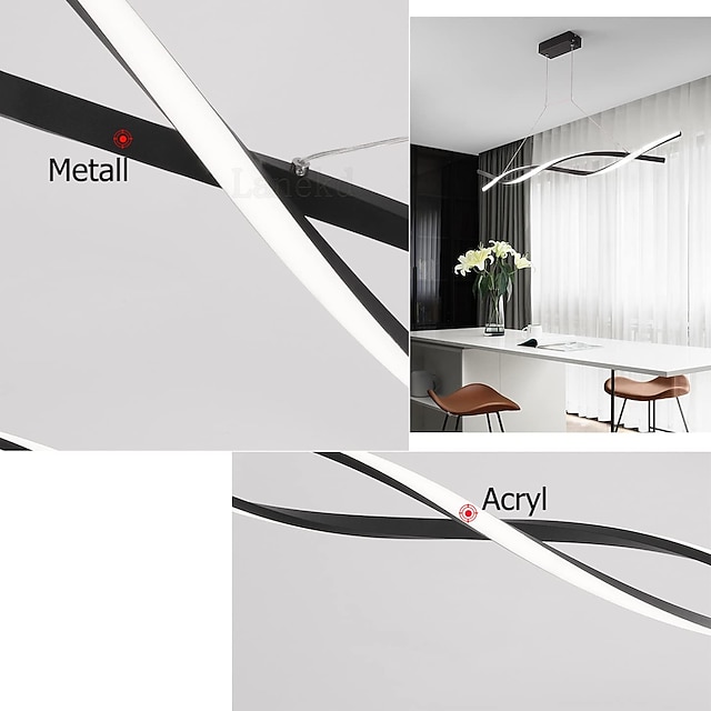 2-Light 80/100cm LED Pendant Light Aluminum Line Design Curl Wave ...