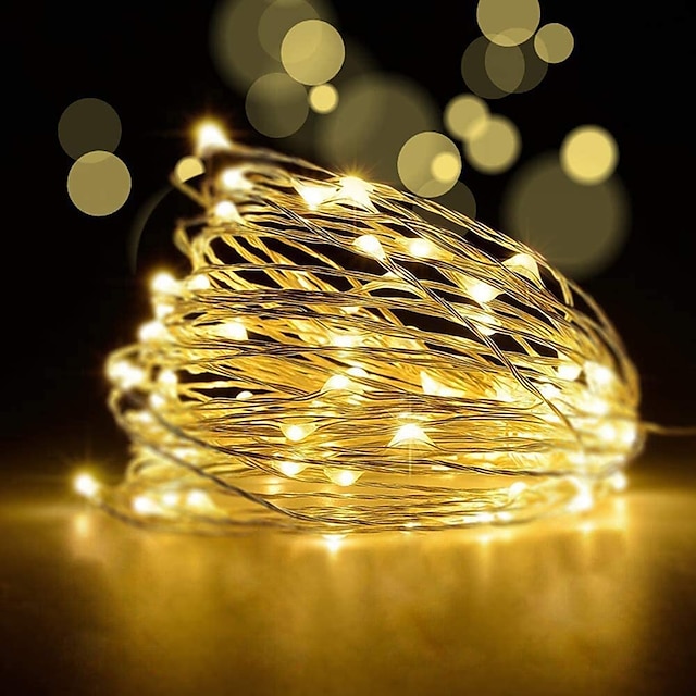LED Fairy String Lights, Dimmable Copper Wire Lights with Remote ...