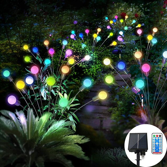 5 Pack Solar Firefly Lights Outdoor Waterproof Garden Light Remote ...