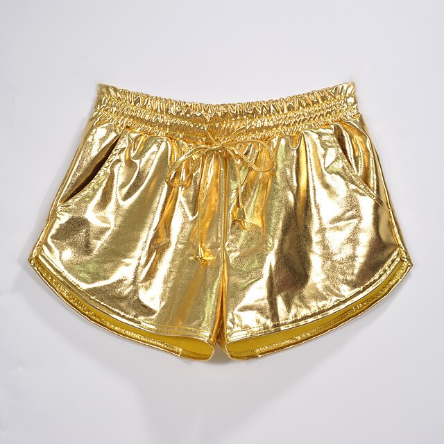 Metallic 1980s Shiny Latex Patent Shorts PU Leather Fancy Dress Women's ...