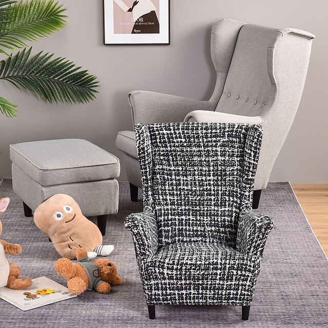 Stretch Wingback Chair Cover Floral Printed Wing Chair Slipcovers for ...