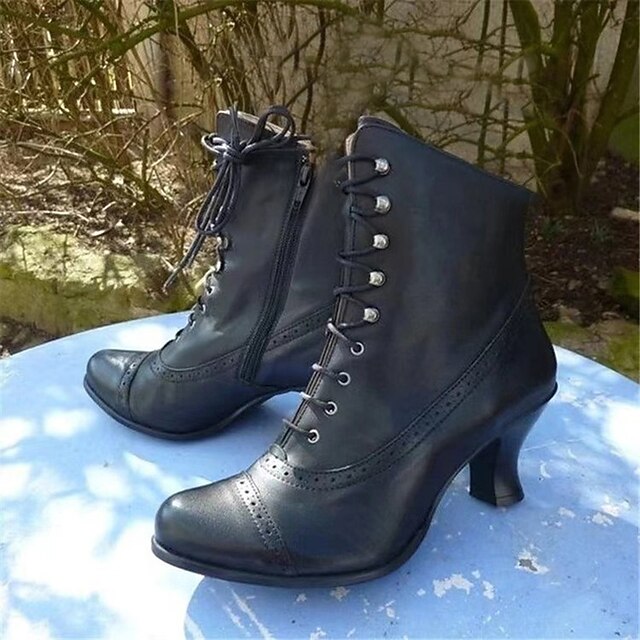 Women's Boots Plus Size Lace Up Boots Outdoor Daily Solid Colored ...