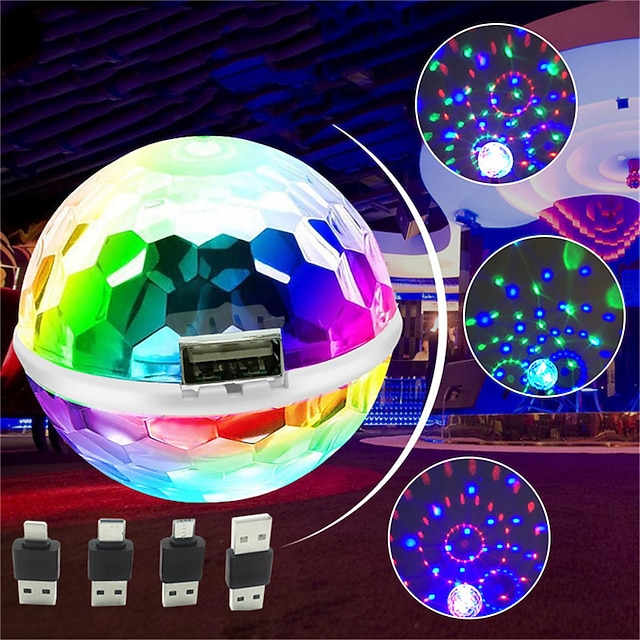 6W Mini Magic Ball Disco Stage Light RGB Color Voice Control Light ...