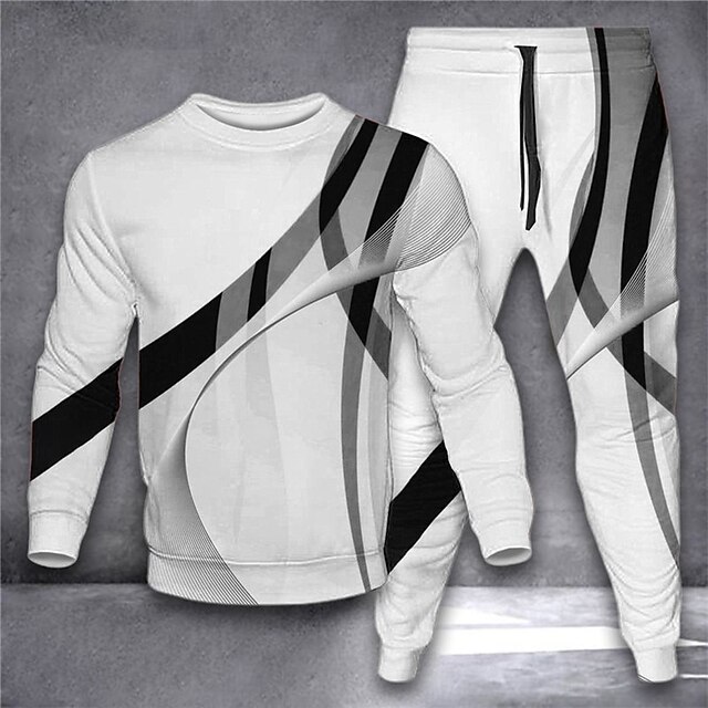 Men's Graphic 2pcs 3D Sweatshirt Sets Tracksuit Long Sleeve Long pants ...