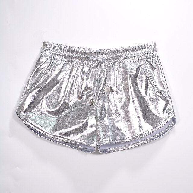 Metallic 1980s Shiny Latex Patent Shorts PU Leather Fancy Dress Women's ...
