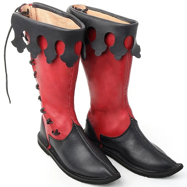 Medieval Renaissance Shoes Knee High Boots Flat Jazz Boots Pirate ...