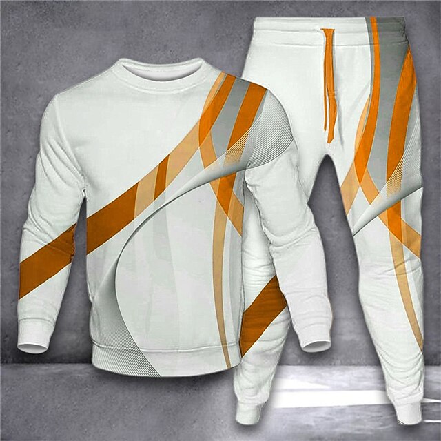Men's Graphic 2pcs 3D Sweatshirt Sets Tracksuit Long Sleeve Long pants ...