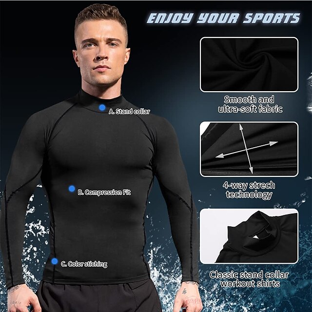 Men's Compression Shirt Running Shirt Long Sleeve Base Layer Summer ...