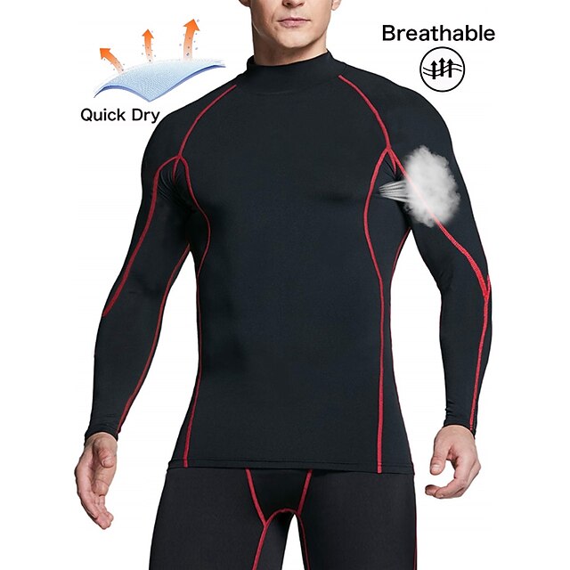 Men's Compression Shirt Running Shirt Long Sleeve Base Layer Summer ...