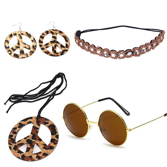 Hippie Retro Vintage 1960s 1970s Accesories Set Suede Vest Women's ...