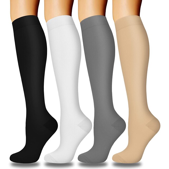 4 Pairs Copper Compression Socks for Women & Men Circulation 15-20 mmHg ...